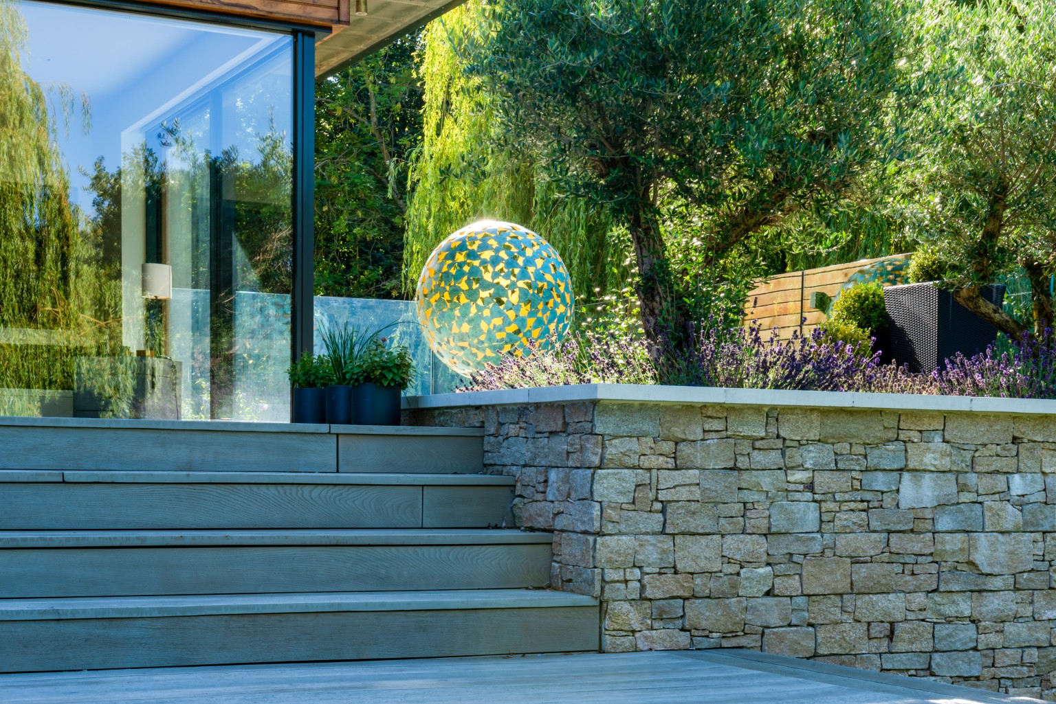 Mantle II, Bronze Garden Sphere - David Harber UK