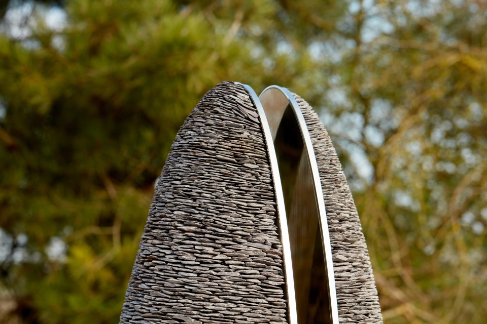 Slate Sentinel, Slate and Stainless Steel Sculpture - David Harber UK